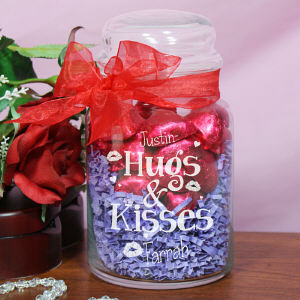 Engraved Hugs and Kisses Candy Jar | 800Bear.com