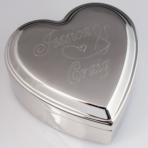 Engraved Couples Silver Heart Jewelry Box | 800Bear.com